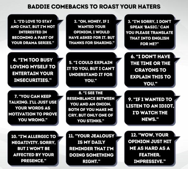 Top 25 Baddie Comebacks to Roast Your Haters [2024] - Mindsetopia